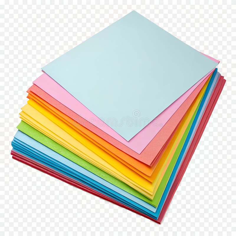 "Stack of Colorful Paper Sheets Isolated on a Transparent Background ...