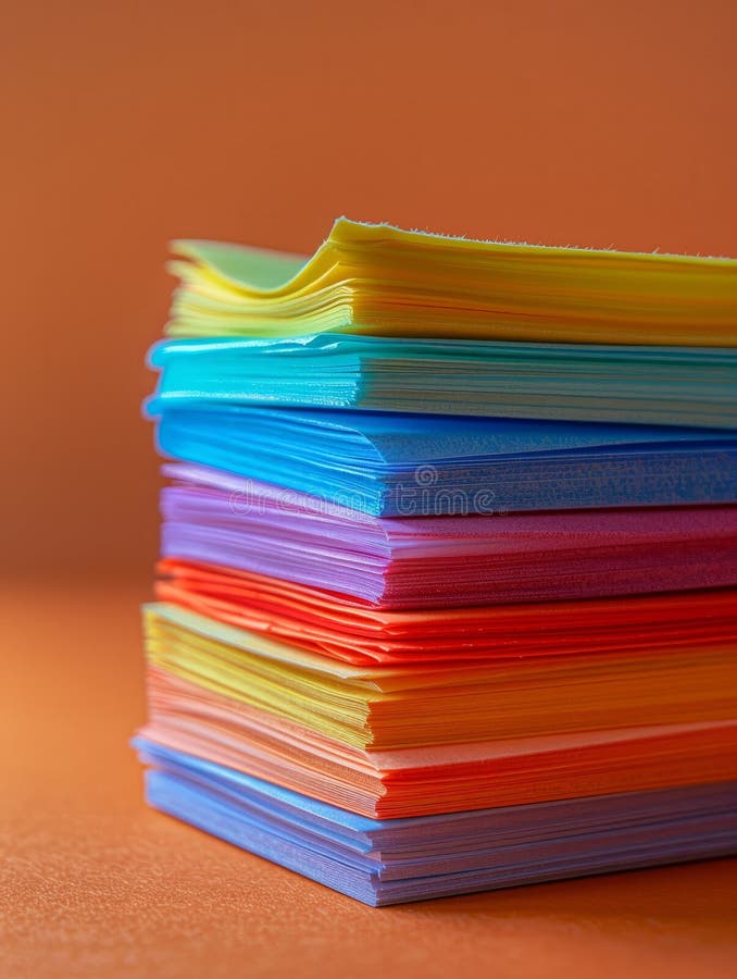 A Stack of Colorful Paper Sheets in Rainbow Colors. Stock Image - Image ...