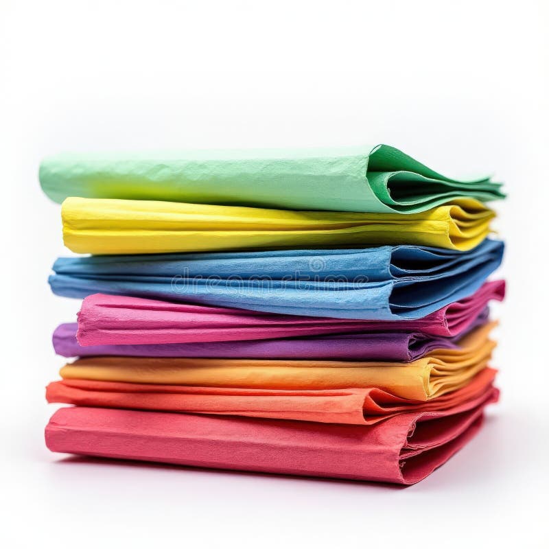 Stack of Colorful Paper Sheets on a White Background, AI Generated ...