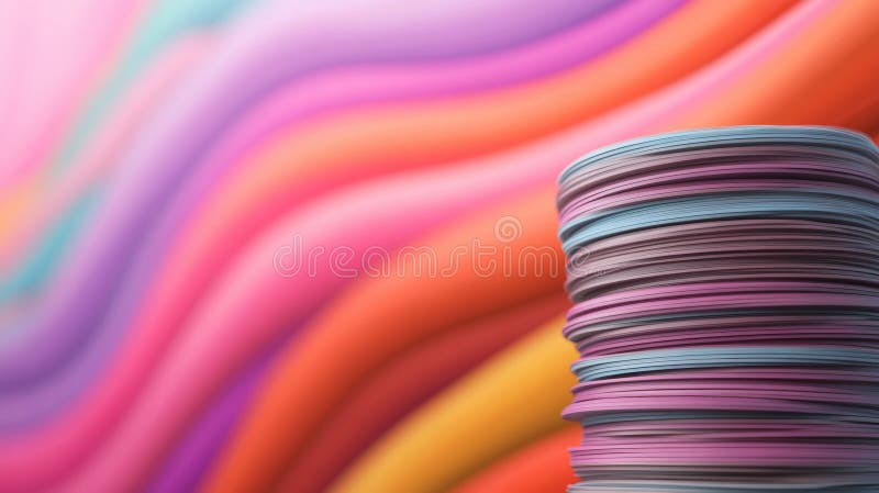 A Stack of Colorful Paper Towels Against a Background with Waves, AI ...