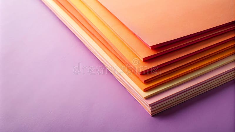 Stack of Colorful Papers Arranged in a Gradient on a Purple Surface ...