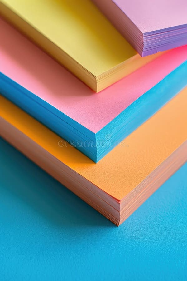 Stack Colorful Papers Blue Surface Stock Photos - Free & Royalty-Free ...