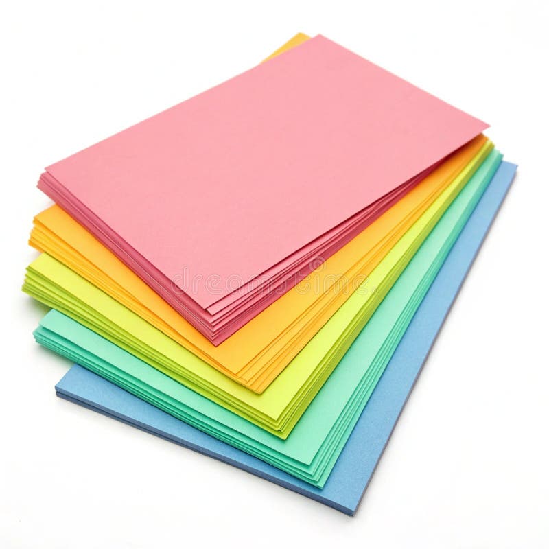 Stack of Colorful Papers Isolated on White Background Stock ...
