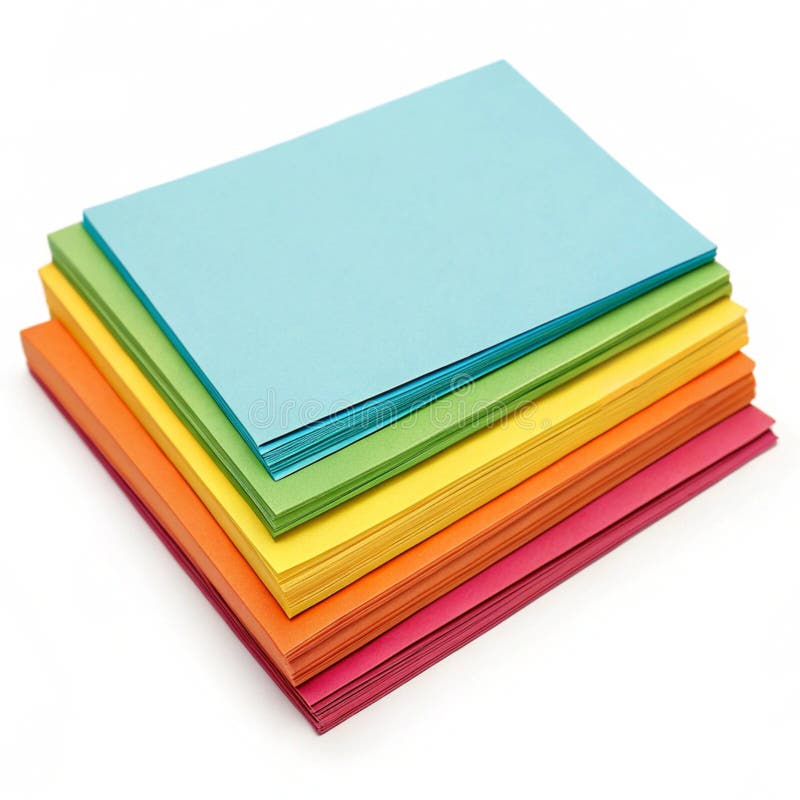 Stack of Colorful Papers Isolated on White Background Stock ...