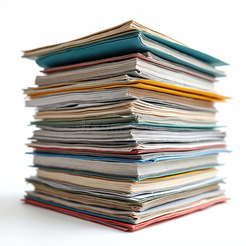 Stack of Colorful Paperwork Documents, Files Isolated on White ...