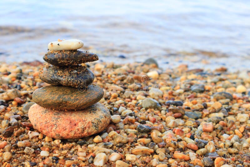 Stack of Colorful Pebbles by the Sea. Stock Image - Image of feeling ...