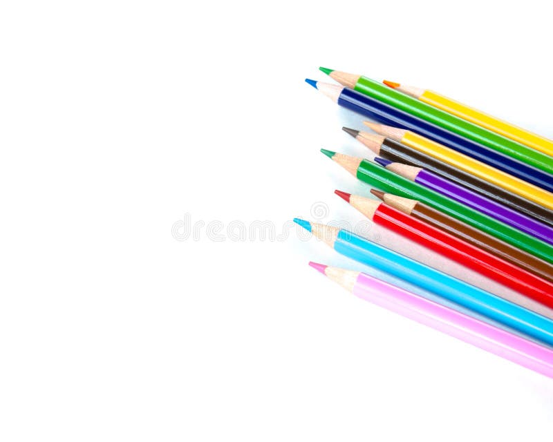 Stack of Colorful Pencils on White Background Side View Stock Image ...