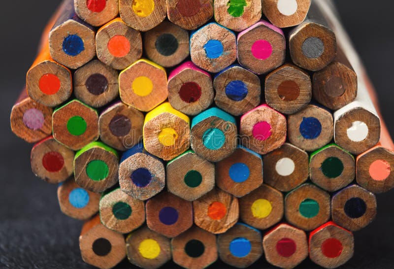 Stack of Colorful Pencils Tips, Art Background Stock Image - Image of ...
