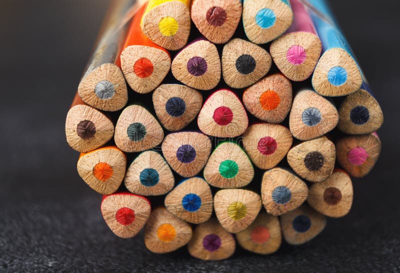 Stack of Colorful Pencils Tips, Art Background Stock Photo - Image of ...