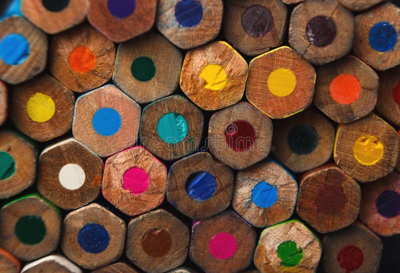 Stack of Colorful Pencils Tips, Art Background Stock Photo - Image of ...