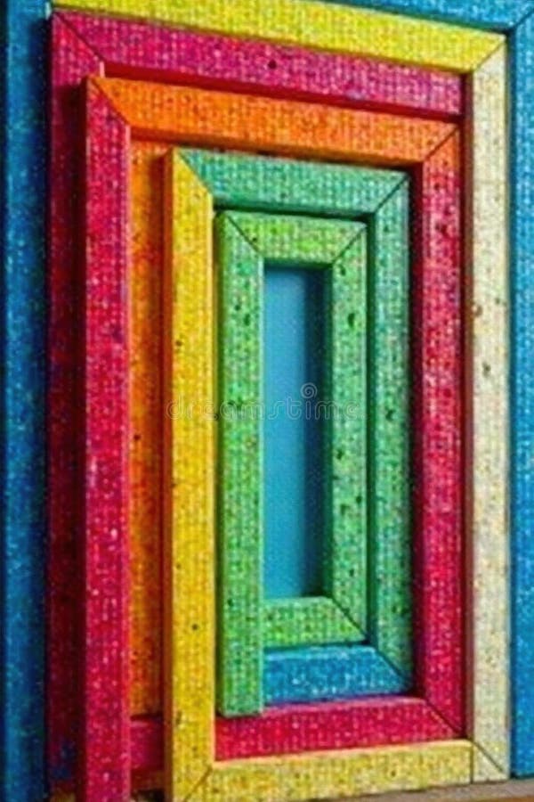 Stack of Colorful Picture Frames, Close Up View , Frames Close Up ...
