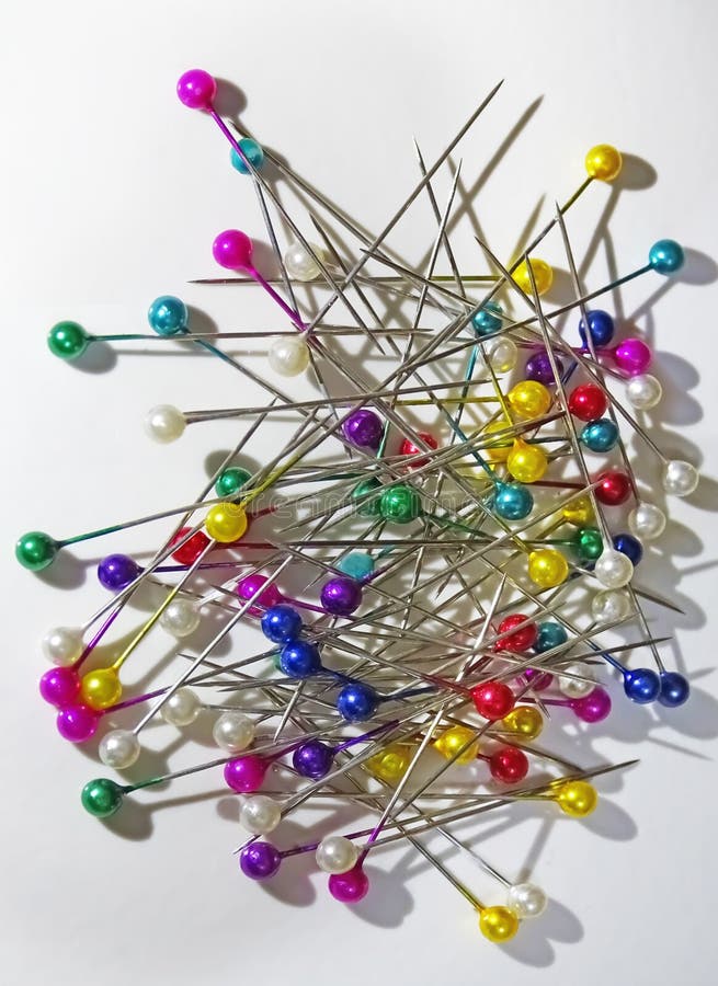 Stack of colorful pins stock image. Image of pins, pink - 225482899