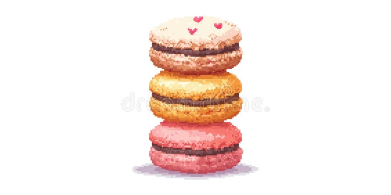 Stack of Colorful Pixel Art Macarons Isolated on Transparent Background Stock Image - Image of ...