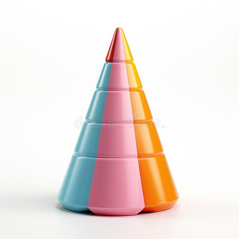 A Stack of Colorful Plastic Cones on a White Surface, Clipart on White ...