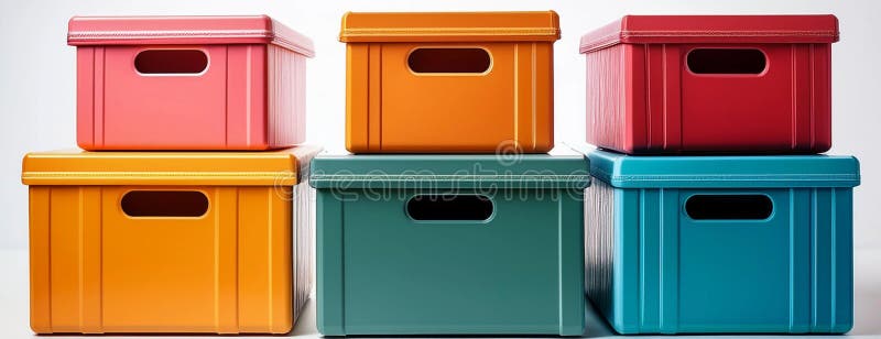 Stack Colorful Plastic Container Storage Boxes. AI Generated Image ...