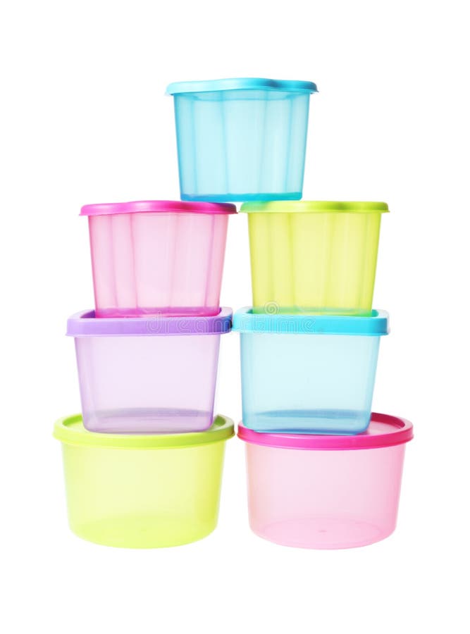 Stack of Colorful Plastic Containers Stock Photo - Image of pile, shape ...