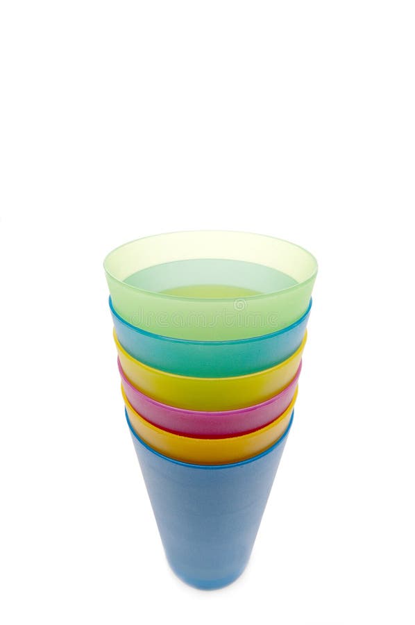 Stack of Colorful Plastic Cups Stock Photo - Image of group, pile: 10587786