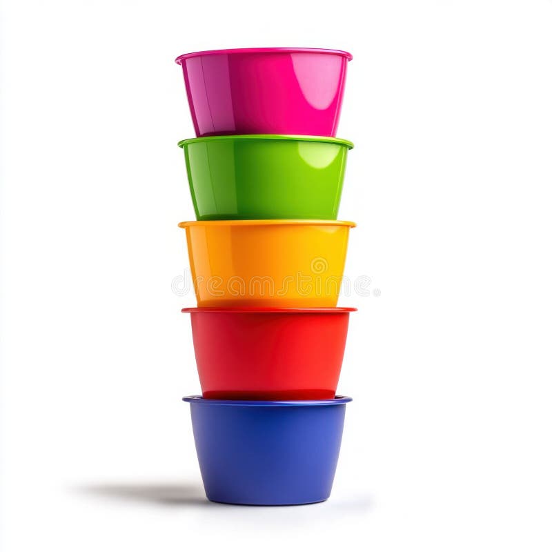 Stack of Colorful Plastic Cups Stock Illustration - Illustration of ...