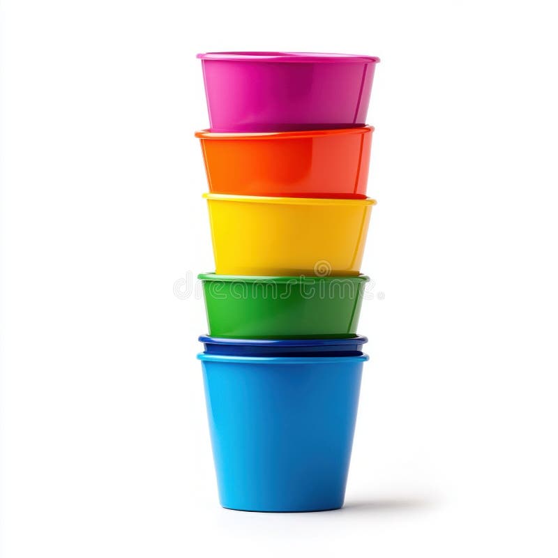 Stack of Colorful Plastic Cups Stock Illustration - Illustration of ...