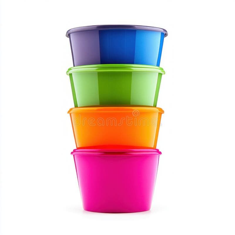 Stack of Colorful Plastic Cups Stock Illustration - Illustration of ...
