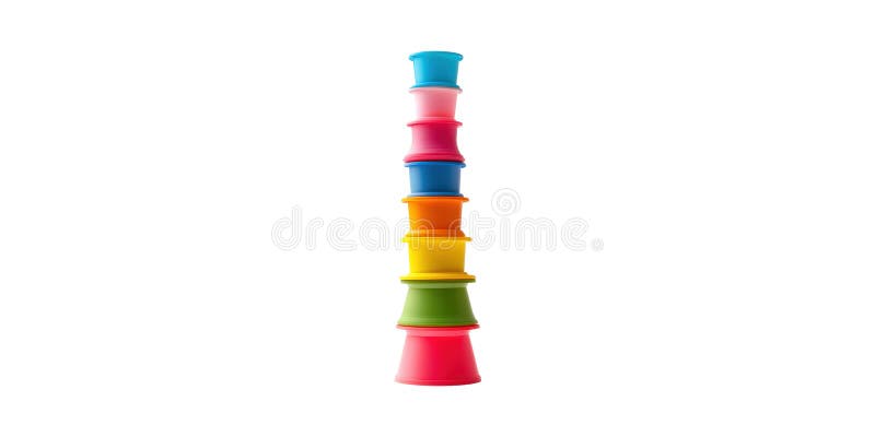 Stack of Colorful Plastic Cups Isolated on Transparent Background Stock ...