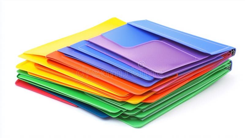 A Stack of Colorful Plastic Folders Stock Illustration - Illustration ...