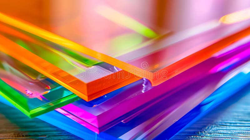 A Stack of Colorful Plastic Sheets on a Wooden Table Stock Image ...
