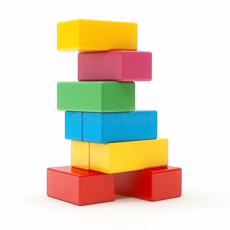 Stack of Colorful Plastic Toy Blocks for Children S Building Games on ...