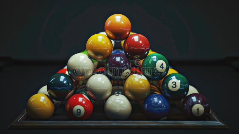 A Stack of Colorful Pool Balls Arranged on a Table Stock Photo - Image ...