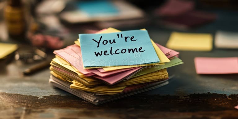 Stack of Colorful Post-it Notes Featuring Elegant Cursive Message ...