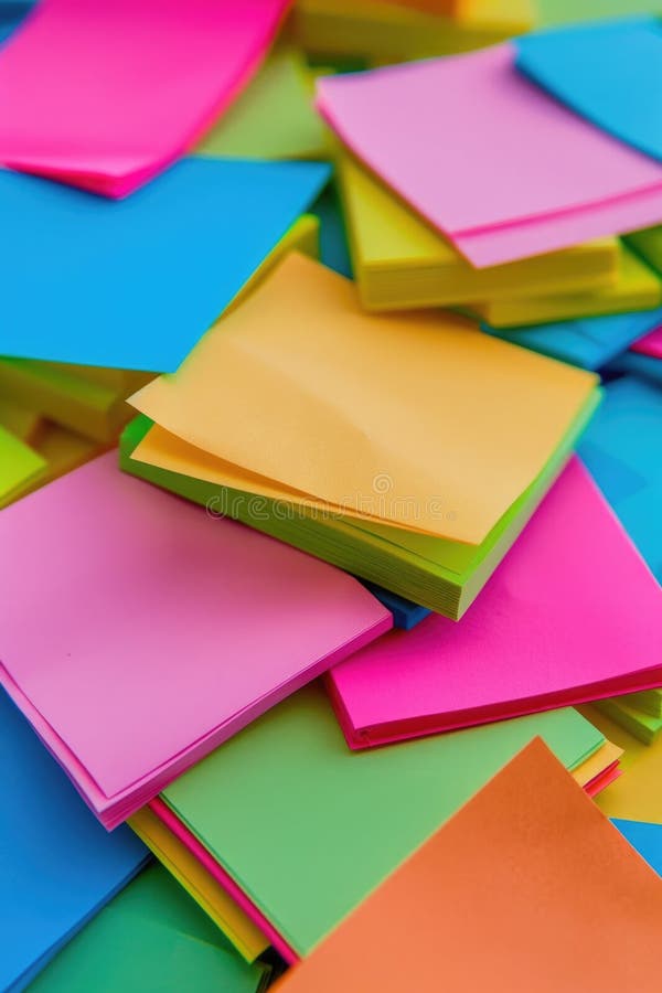 A Stack of Colorful Post-it Notes Piled High, Ideal for Use in Office ...