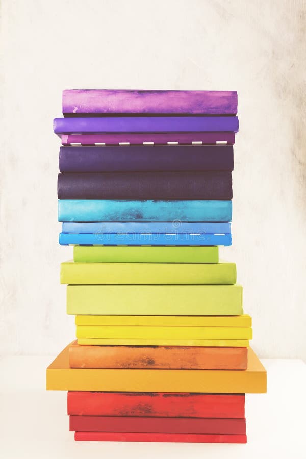 Rainbow colored books stock photo. Image of isolated, school - 4746478
