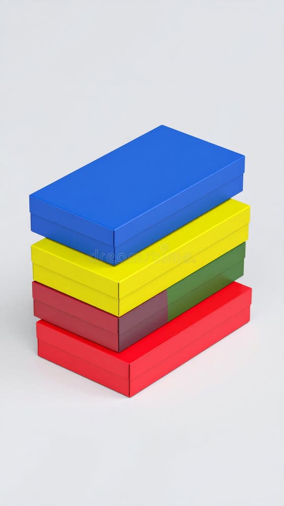 Stack of Colorful Rectangular Boxes on White Background Stock Illustration - Illustration of ...