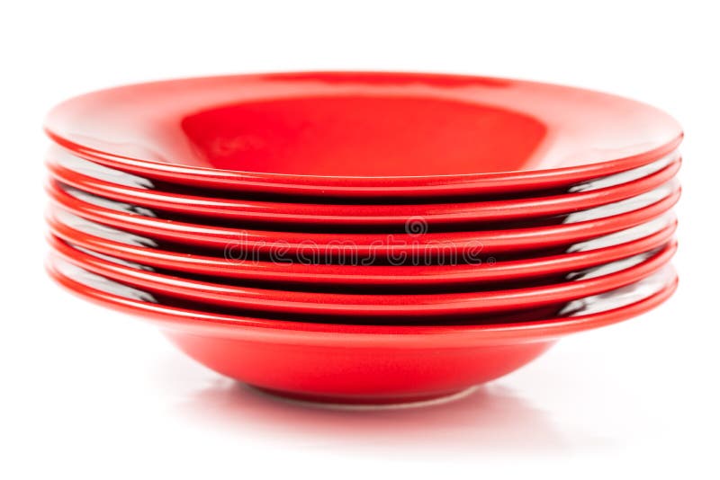 Stack of Colorful Red Ceramics Plates Stock Image - Image of plate ...