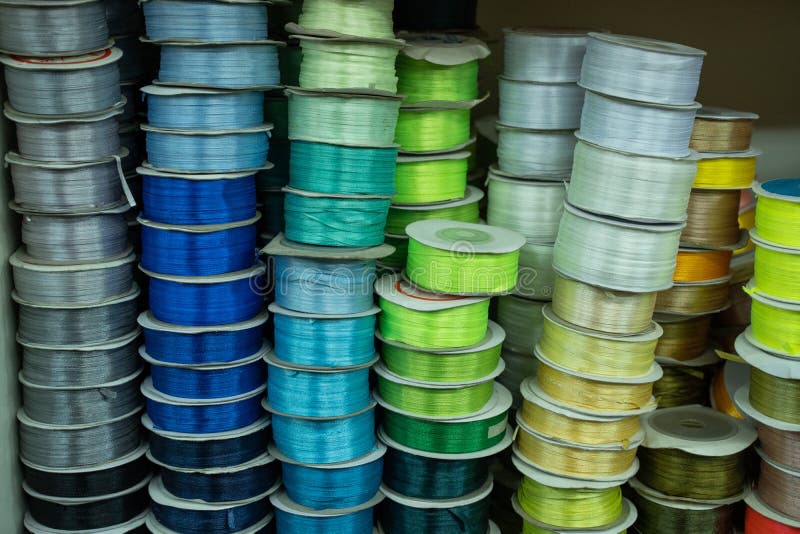 Stack of colorful ribbon stock image. Image of decoration - 143705237