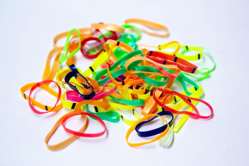 Stack of Colorful Rubber Band on White Stock Image - Image of ...