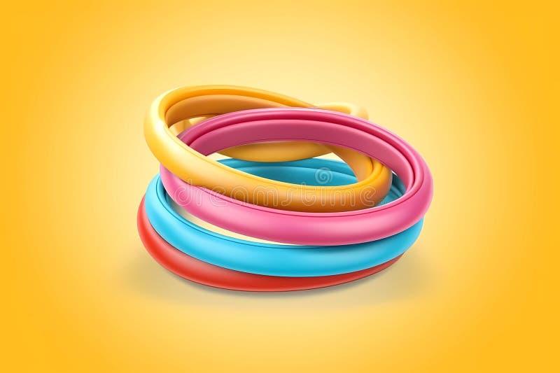 A Stack of Colorful Rubber Bands on a Yellow Background. AI Generation ...