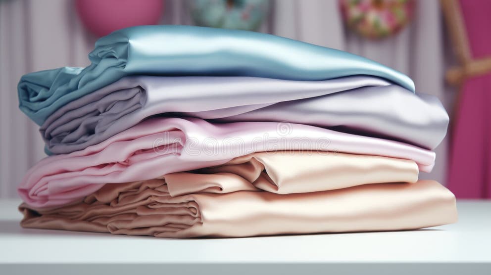 A Stack of Colorful Sheets on a Table Stock Image - Image of vertical ...