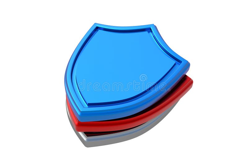 Stack of Colorful Shields Isolated on White Background Stock ...