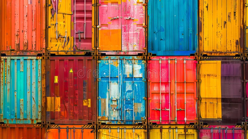 Colorful Shipping Containers Stacked in Bulk at a Port Stock Photo ...