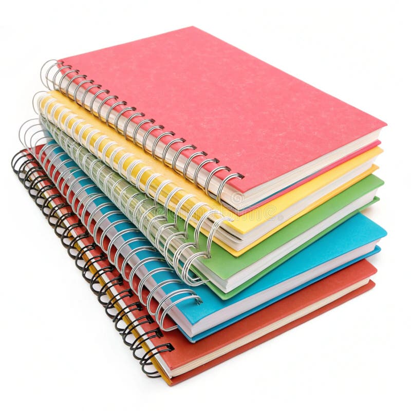 Stack of Colorful Spiral Notebooks Isolated on Transparent Background ... Stack of Colorful Spiral Notebooks Isolated on Transparent Background ...