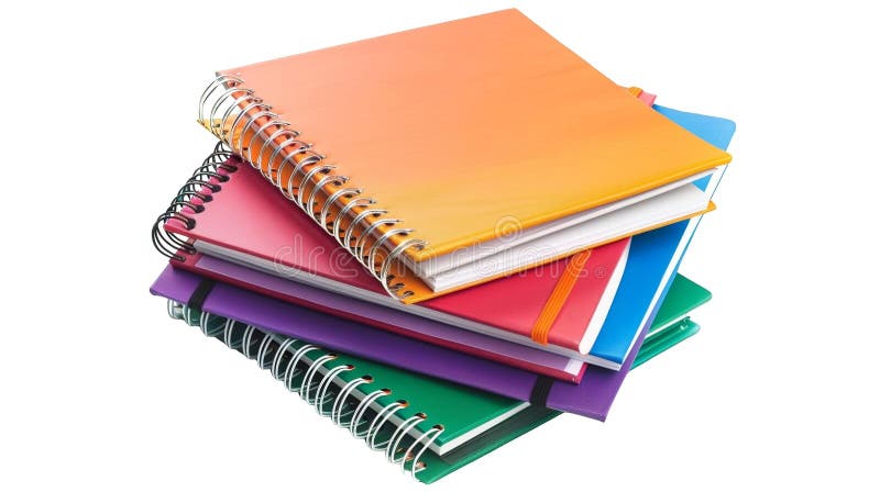 Stack of Colorful Spiral Notebooks on White Background Stock Photo ... Stack of Colorful Spiral Notebooks on White Background Stock Photo ...