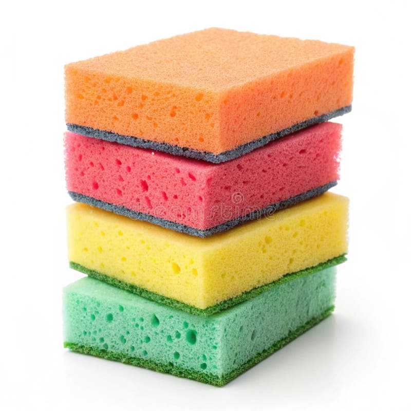 Stack of Colorful Sponges Isolated on White Background Stock ...
