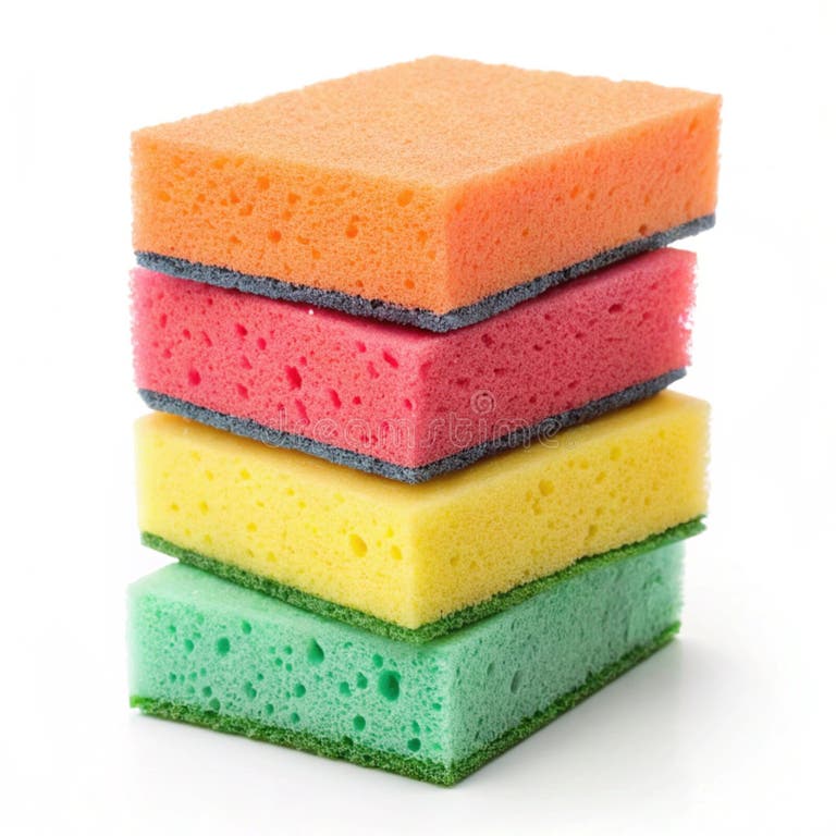 Stack of Colorful Sponges Isolated on White Background Stock ...