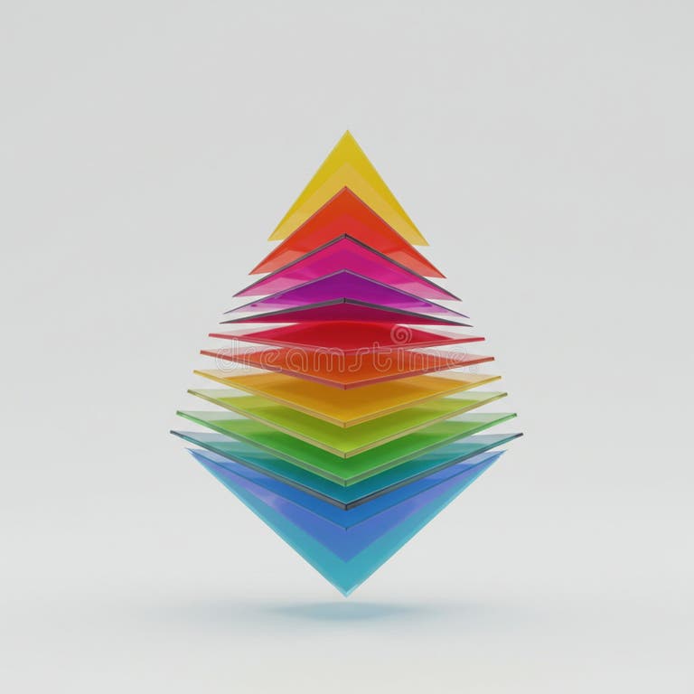 A Stack of Colorful, Square, Translucent Sheets is Arranged in a 3D ...