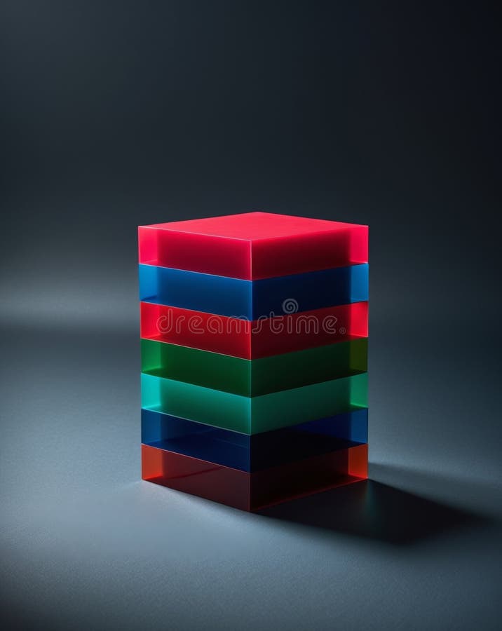 Stack of Colorful Squares on a Dark Gradient Background Stock Image ...