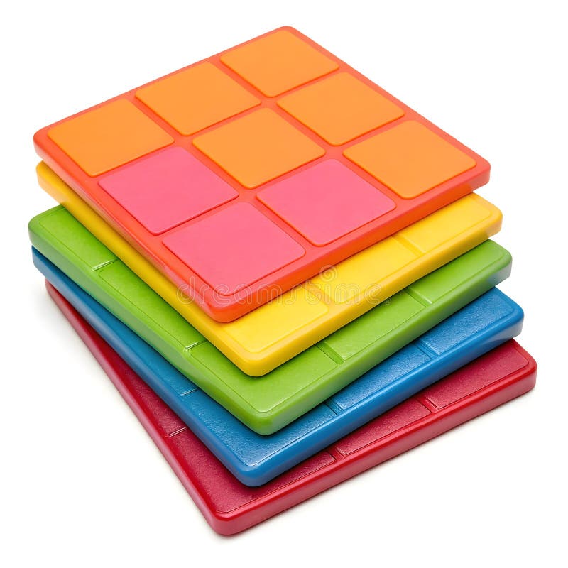 Stack of Colorful Squares Isolated on White Background Stock ...