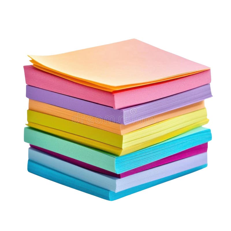 Stack of Colorful Sticky Note Isolated on Transparent or White ...