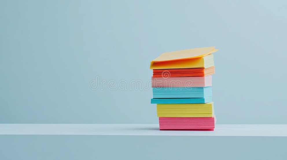 A Stack of Colorful Sticky Notes Arranged Neatly on a White Surface Pic ...