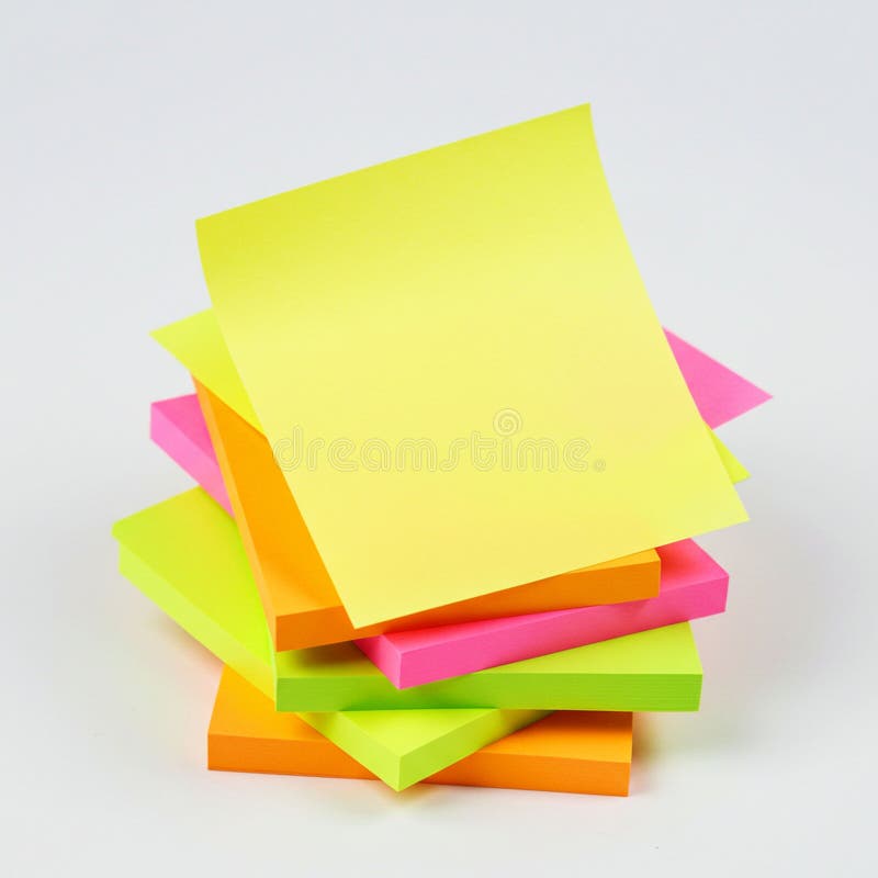 A Stack of Colorful Sticky Notes Arranged in a Pyramid. Each Layer ...
